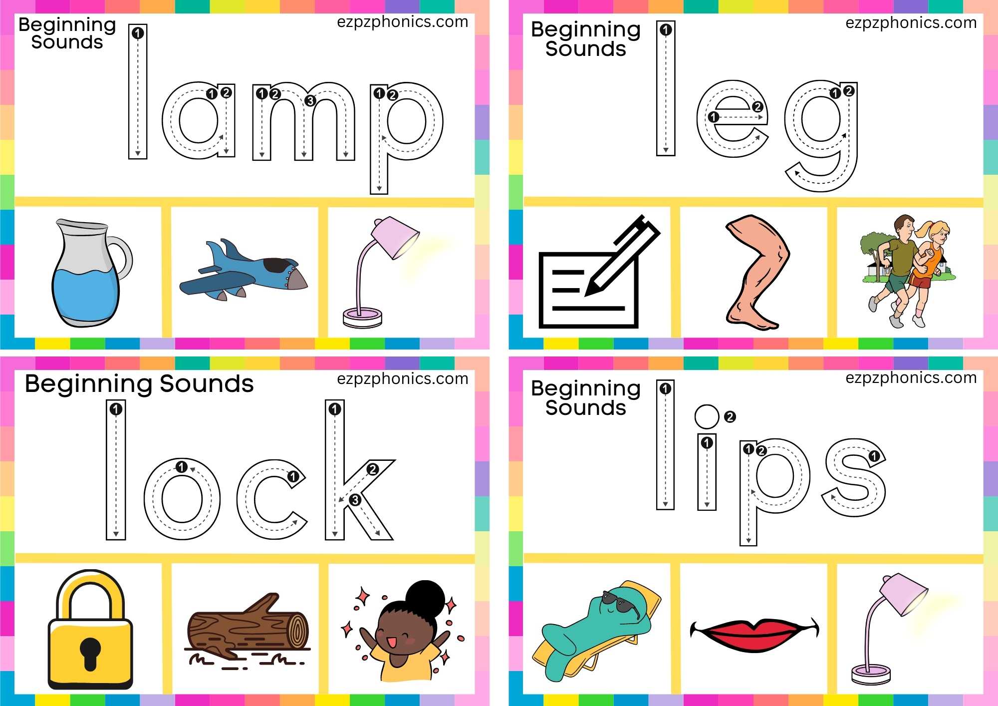 Letter L Trace The Word And Clip The Correct Image Group 2 - ezpzphonics.com